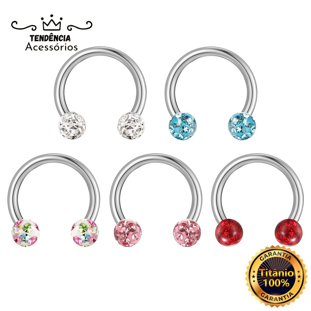 Piercing Septo Helix Daith Mamilo Smile Ferradura Titânio Cristais ...