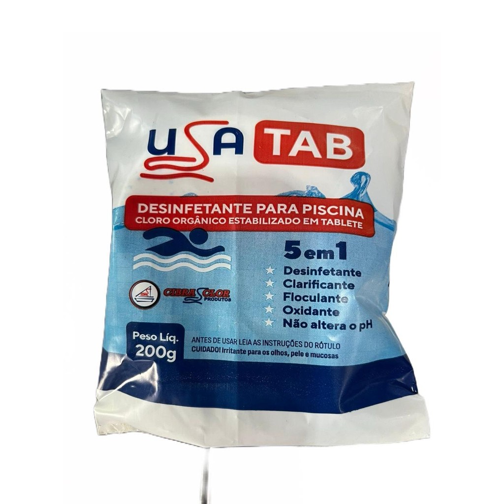 Pastilha Cloro USA TAB Piscina 200g 5 em 1 Multiação | Shopee Brasil