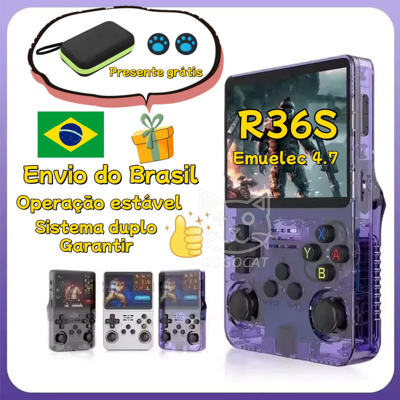 console De Jogos Retrô Portátil R36S , 64 Gb , 15.000 , Tela IPS De 3.5 ...