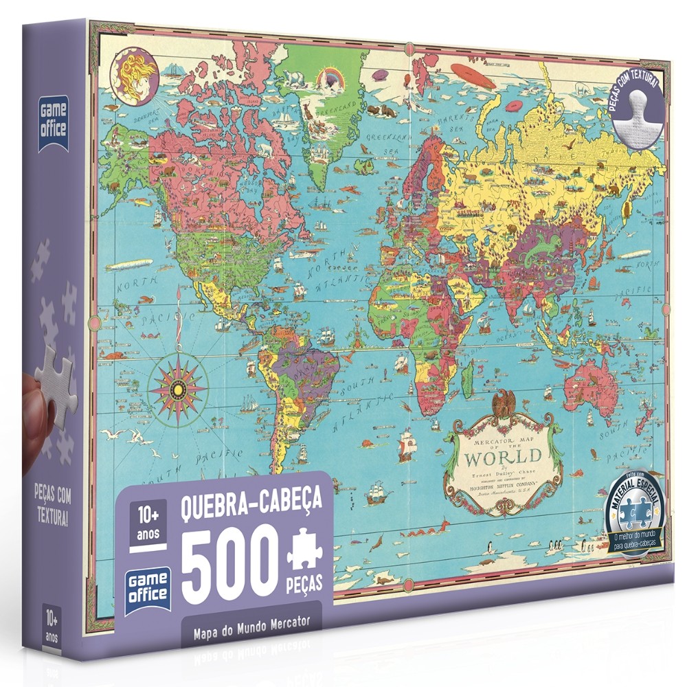 QUEBRA CABEÇA MAPA DO MUNDO MERCATOR 500 PEÇAS TOYSTER MAP OF THE WORLD ...