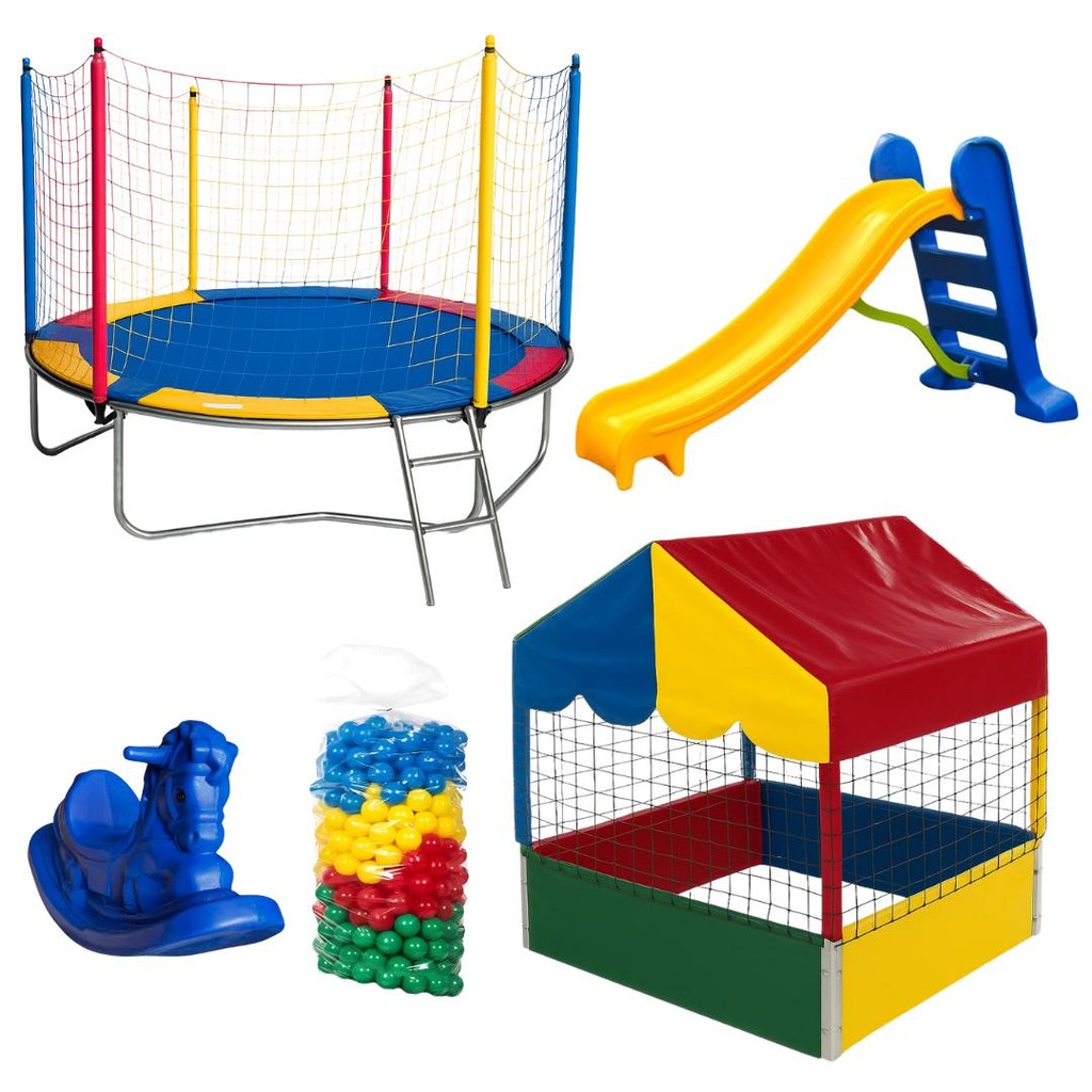 Cama Elástica Nacional 2,30m Piscina de Bolinhas 1,00m 500 Bolinhas ...