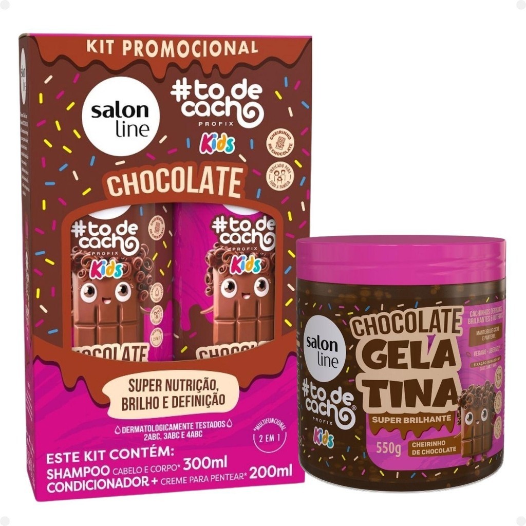 Kit Salon Line Kids: Shampoo e Condicionador + Gelatina Super Brilhante ...