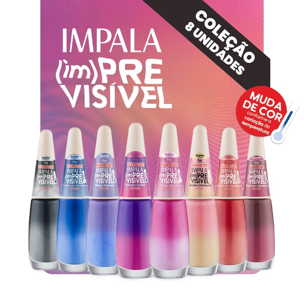 Coleção Esmalte Impala ImPrevisivel Duo Color | KIT 8 cores | muda de ...