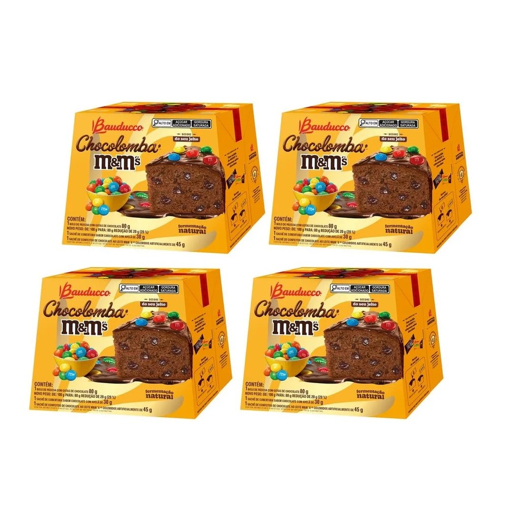 Kit 4 Colomba Bauducco M&m's mini colomba pascal chocolate Chocolomba ...
