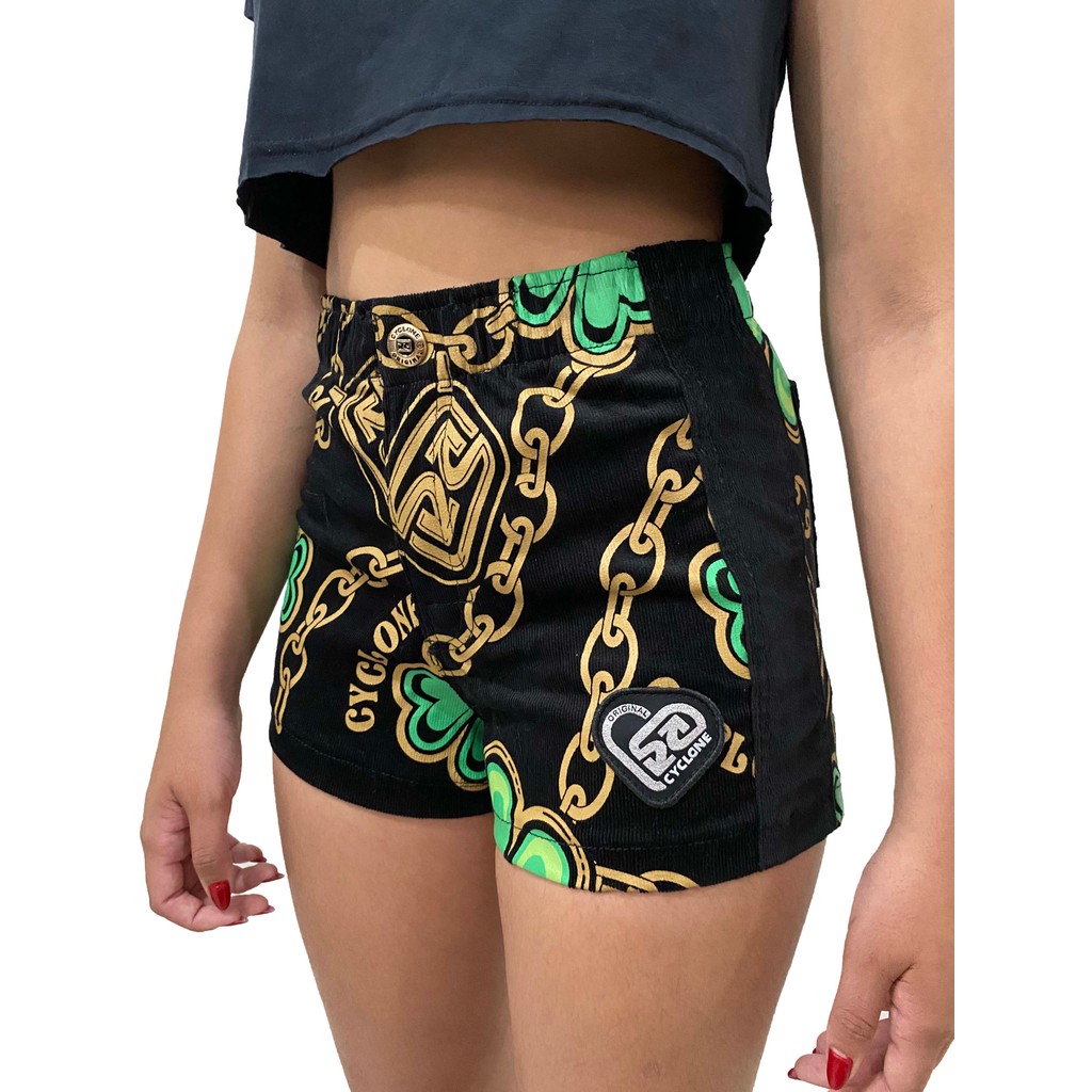 Short Cyclone Veludo Preto e Verde ORIGINAL 110502850 | Shopee Brasil