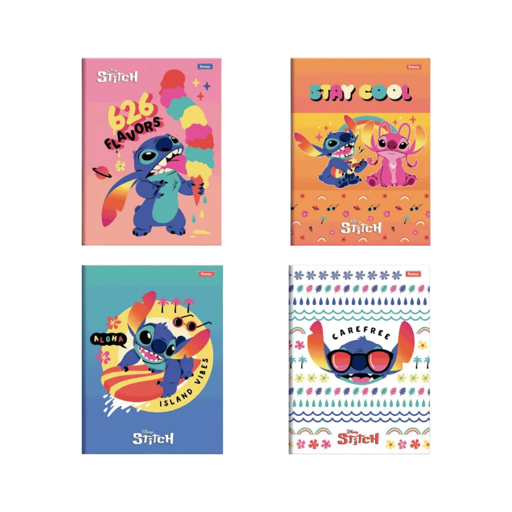 Caderno Brochura 1/4 Capa Dura 80 Folhas Stitch - Foroni | Shopee Brasil