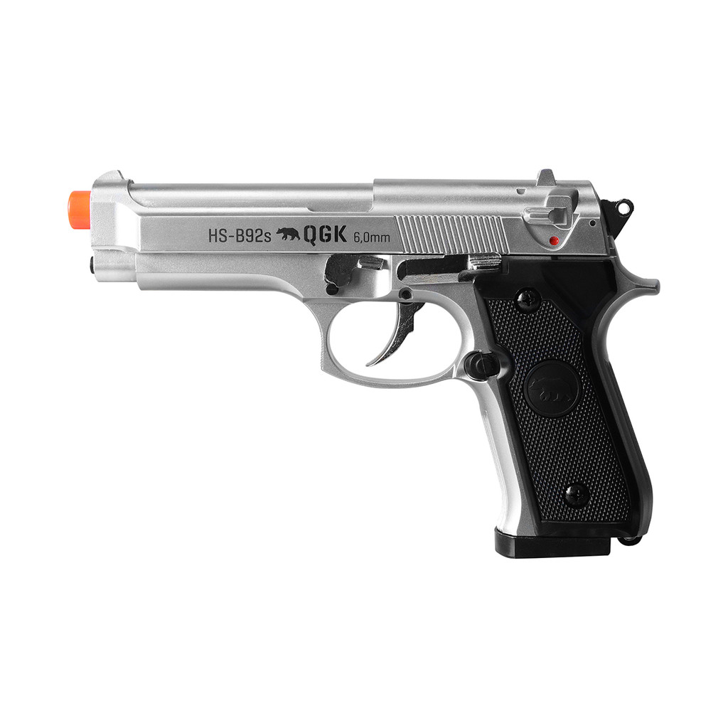 PISTOLA DE AIRSOFT SPRING HS-B92 SILVER 6MM - QGK - Escorrega o Preço