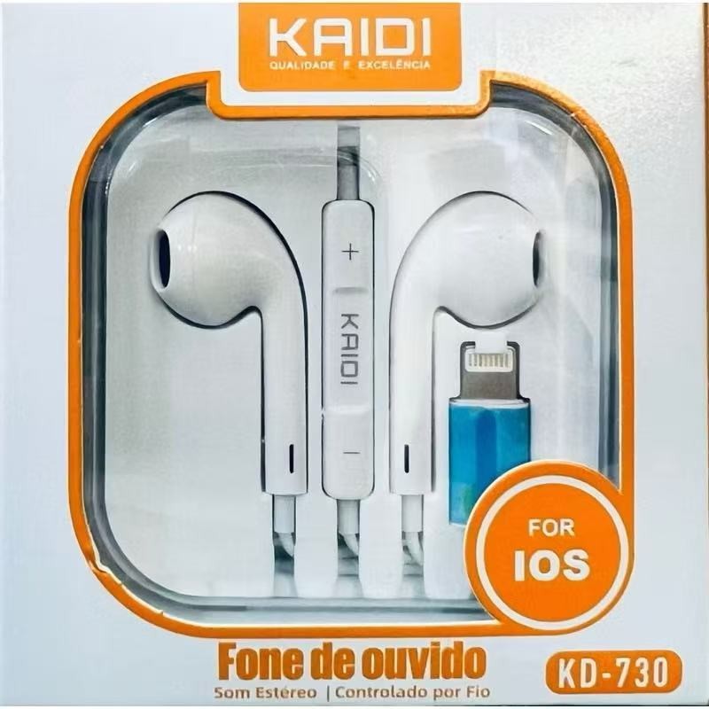 Fone De ouvido Iphone Entrada Lightning Intra-auricular Kaidi KD-730 ...