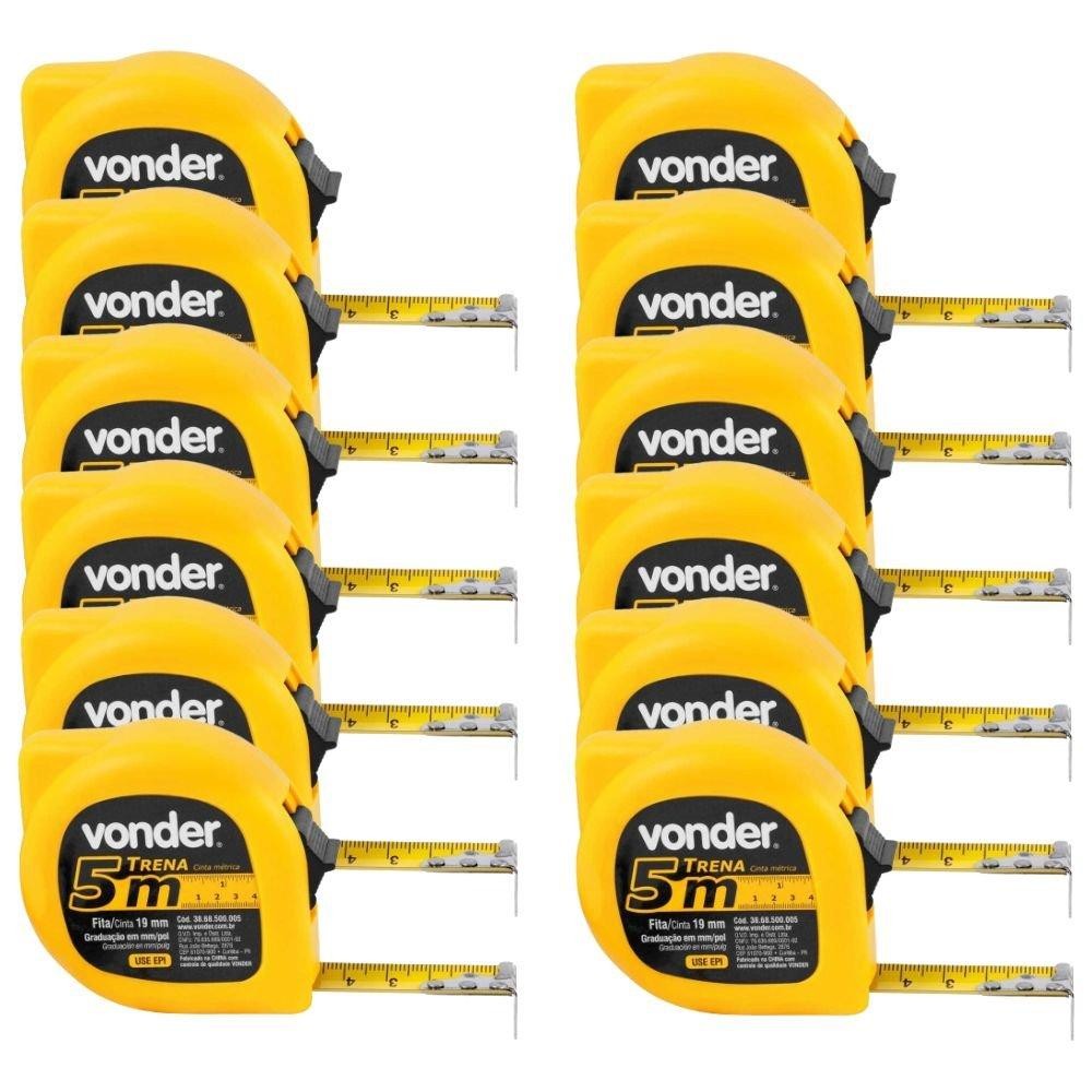 Trena Curta de Aço 5m x 19mm Caixa com 12 Unidades - Vonder | Shopee Brasil