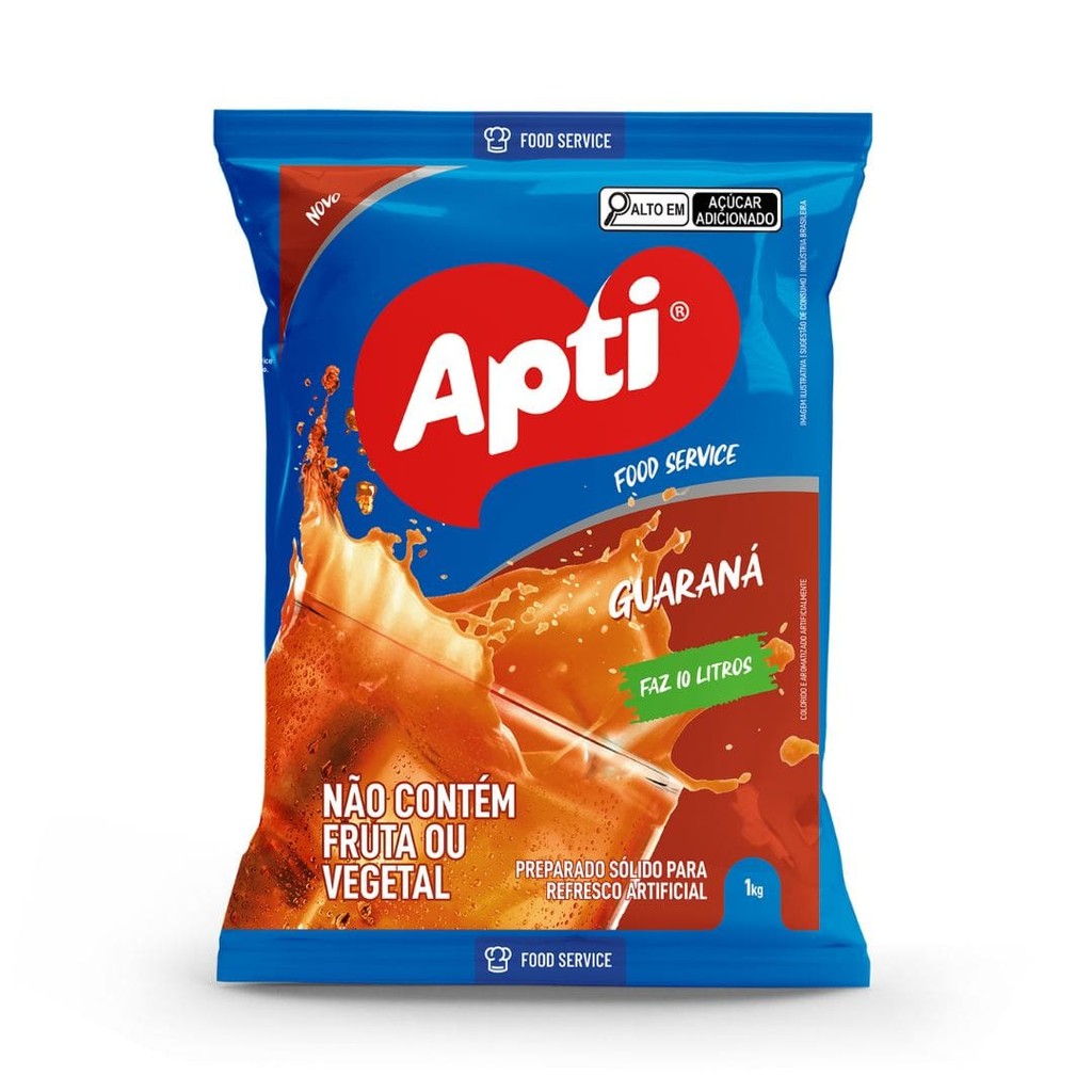 Suco em pó 1kg Apti Sabor Guaraná Refresco Instantâneo Institucional Rende 10 Litros Food ...