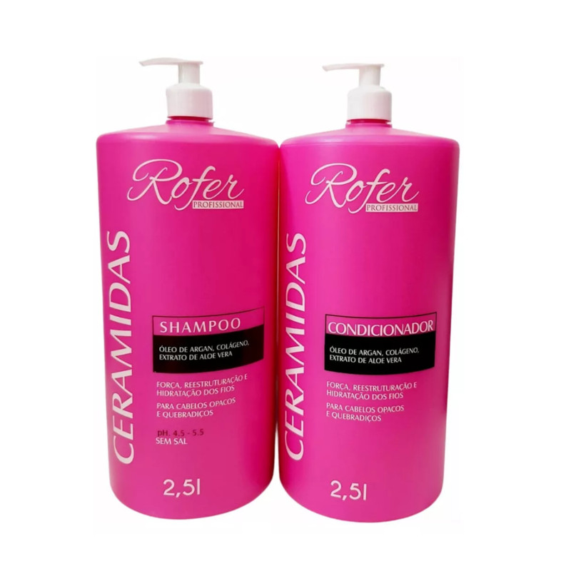 Kit Shampoo e Condicionador Ceramidas Rofer 2x2,5L | Shopee Brasil