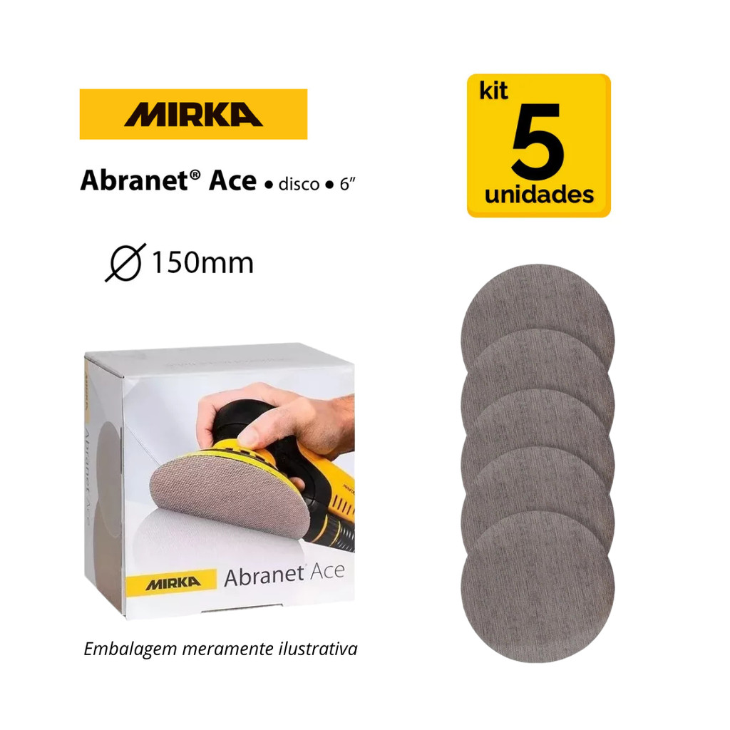Kit Discos de Lixa Abranet Ace 150mm 6” Mirka P600 - 5un | Shopee Brasil