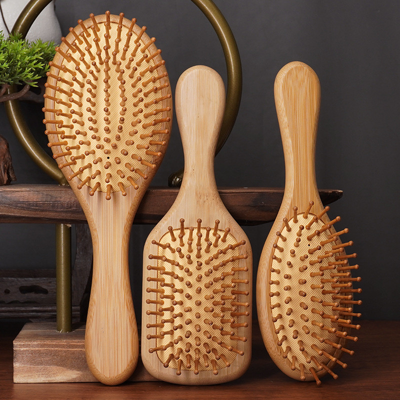 Escova De Cabelo De Bambu , Desembaraçadora Com Cerdas Naturais Remo De ...