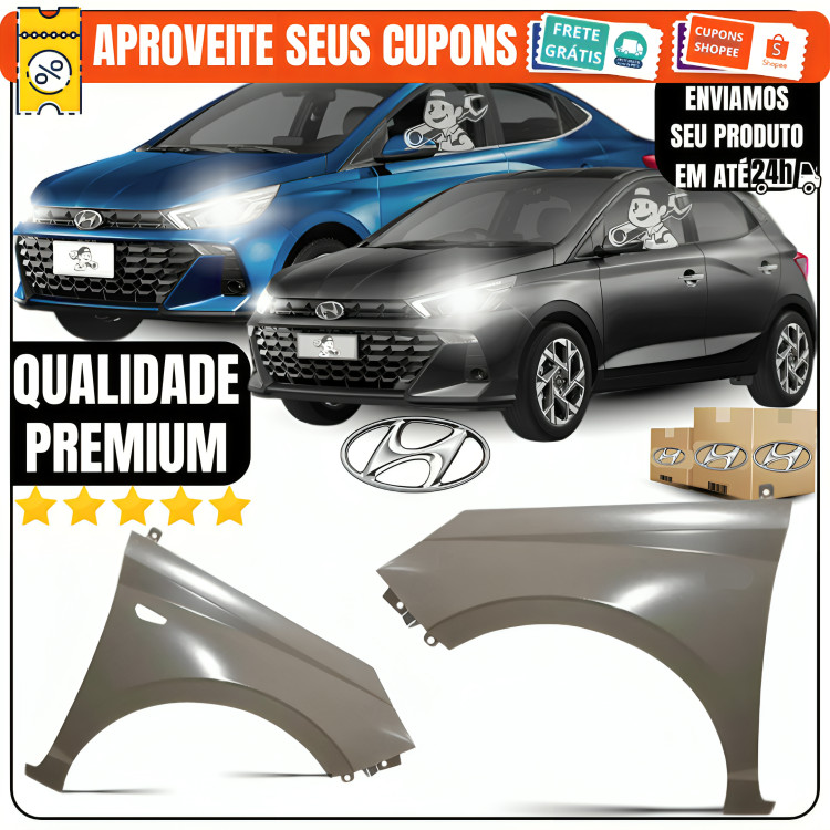Par\Dir\Esq Paralama Diant Hyundai HB20 2022 2023 2024 Com Ou Sem Furo Pisca Todos Os Modelos ...