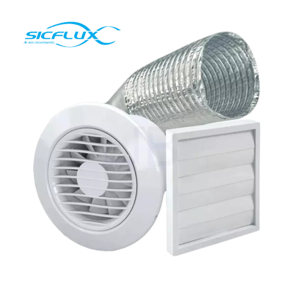 Kit Completo Exaustor Bivolt + Tubo Flexível + Grade Auto Fechante ...