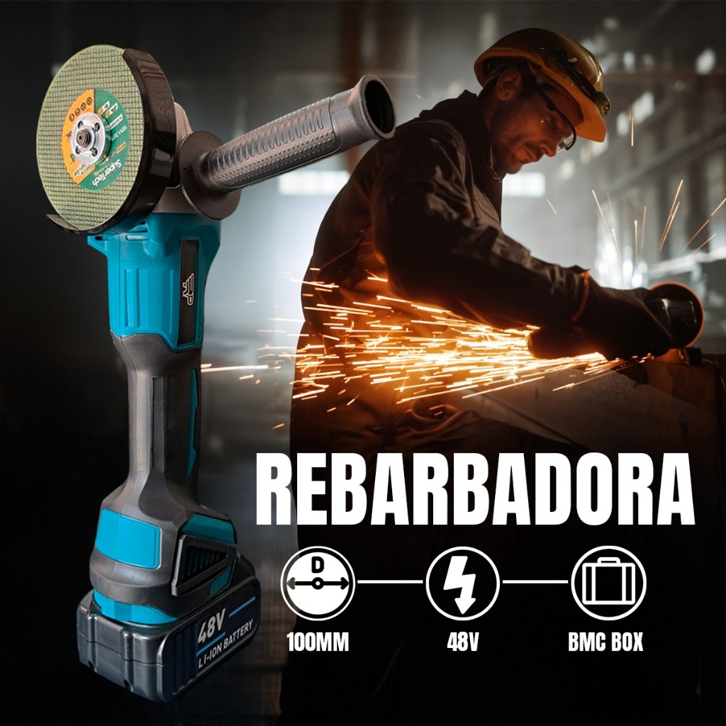 Rebarbadora Elétrica 48V Recarregável 2 Baterias Esmerilhadeira Angular ...