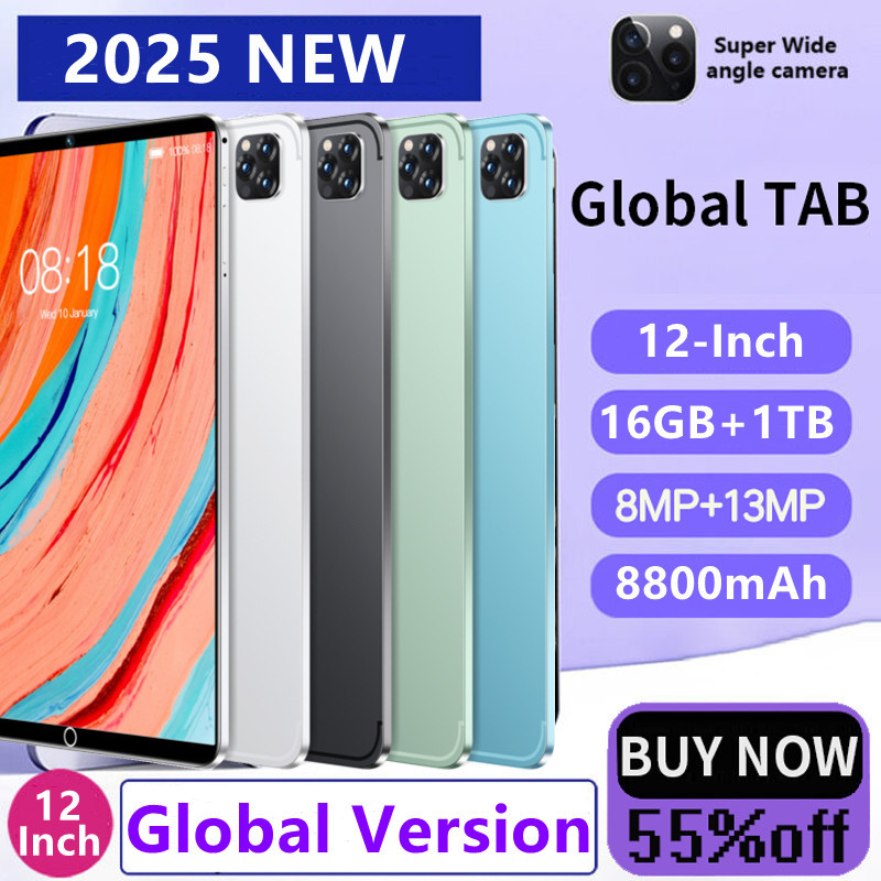 2025 Novo Tablet Pc Android 12-Polegada Versão Global 16GB + 1TB Duplo ...