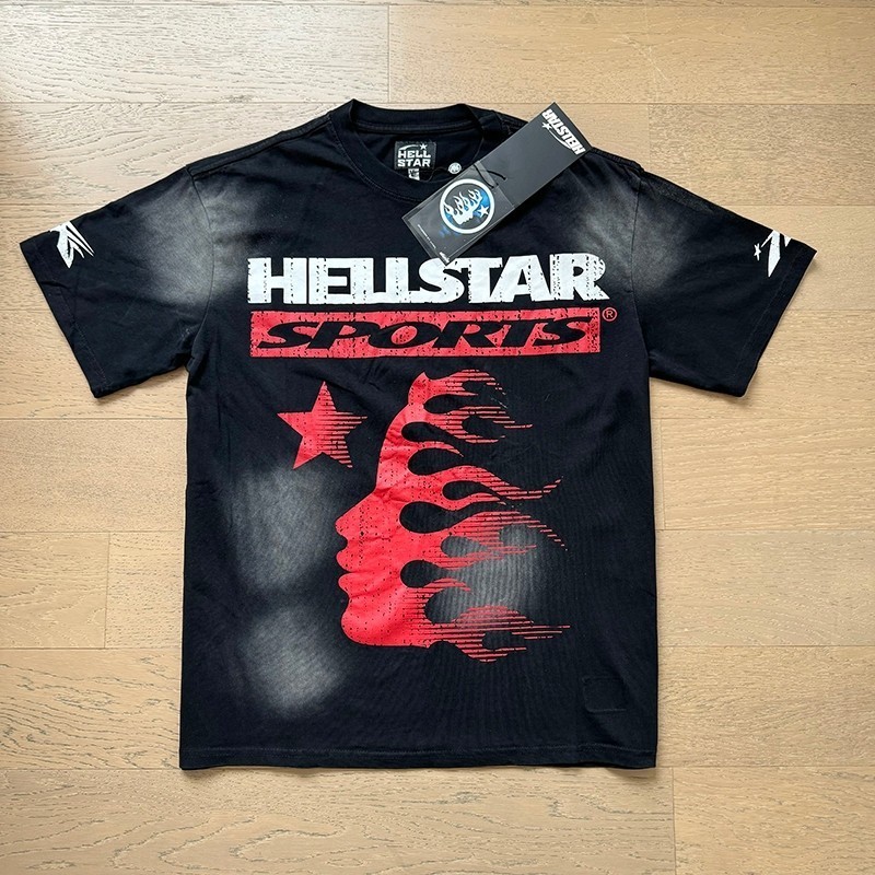 HELLSTAR High Street Marca Da Moda Vintage T-Shirt De Manga Curta Masculina Topo De Tamanho ...