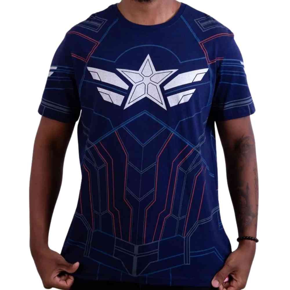 Camiseta Nerd Geek - Marvel Uniforme Capitão América | Shopee Brasil