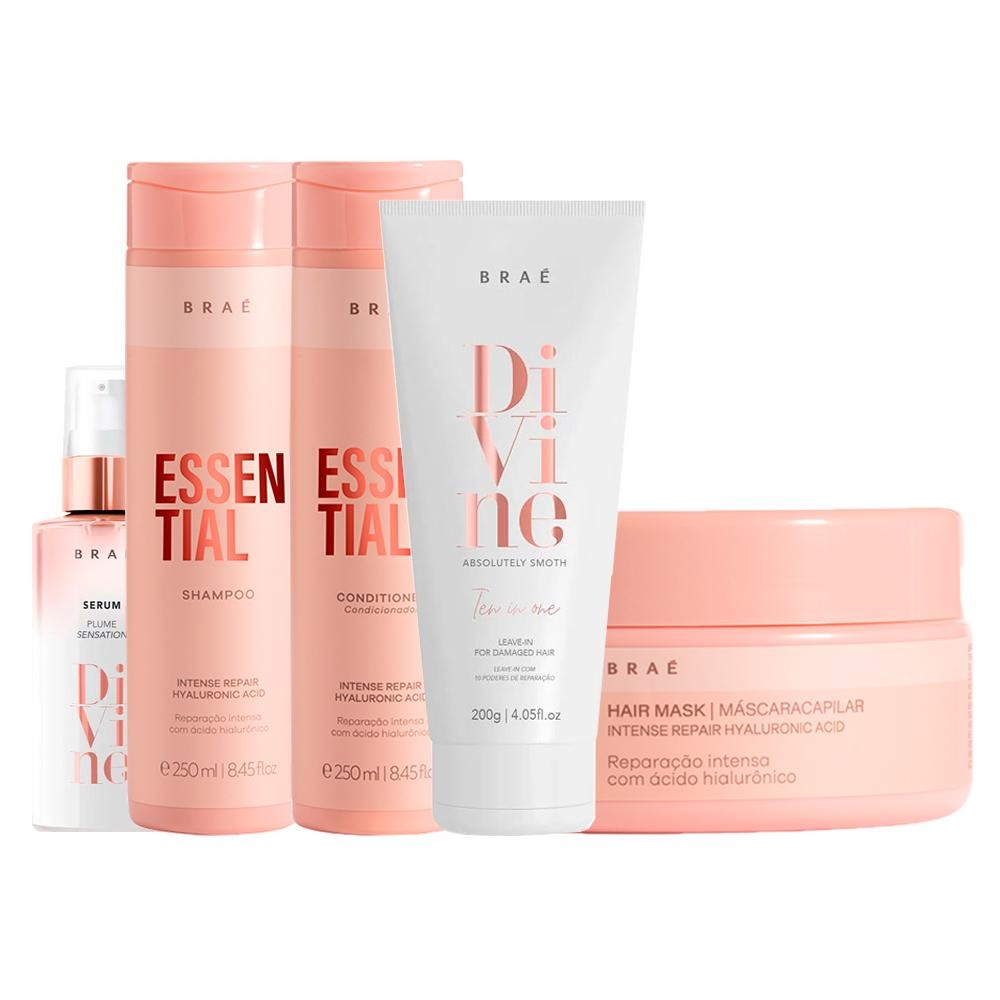 Kit Essential Braé 3 produtos e Leave-in 200ml e Sérum 60ml | Shopee Brasil