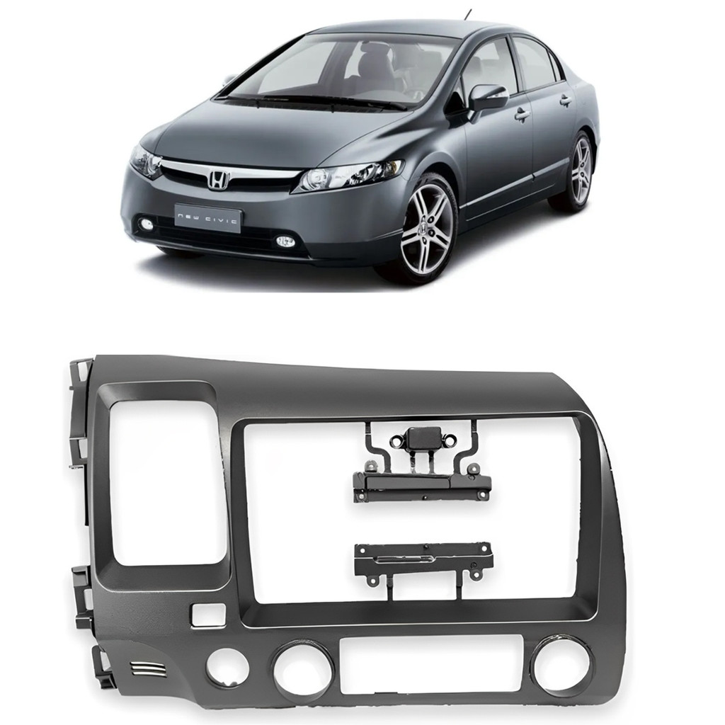 Moldura Painel Central Multimidia 9 Polegadas New Civic 2008 à 2011 Grafite Som | Shopee Brasil