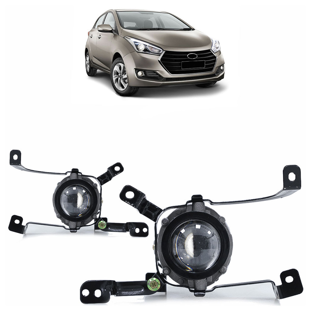 Farol Neblina Hb20 2016 2017 2018 Carcaça Metálica Lente Projetor Vidro ...