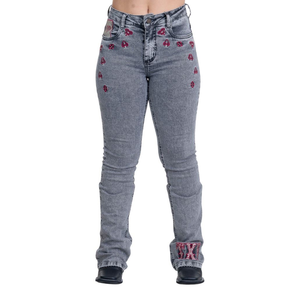 Calça Jeans Feminina Texas Farm Cintura Alta Barra Flare Com Elastano ...