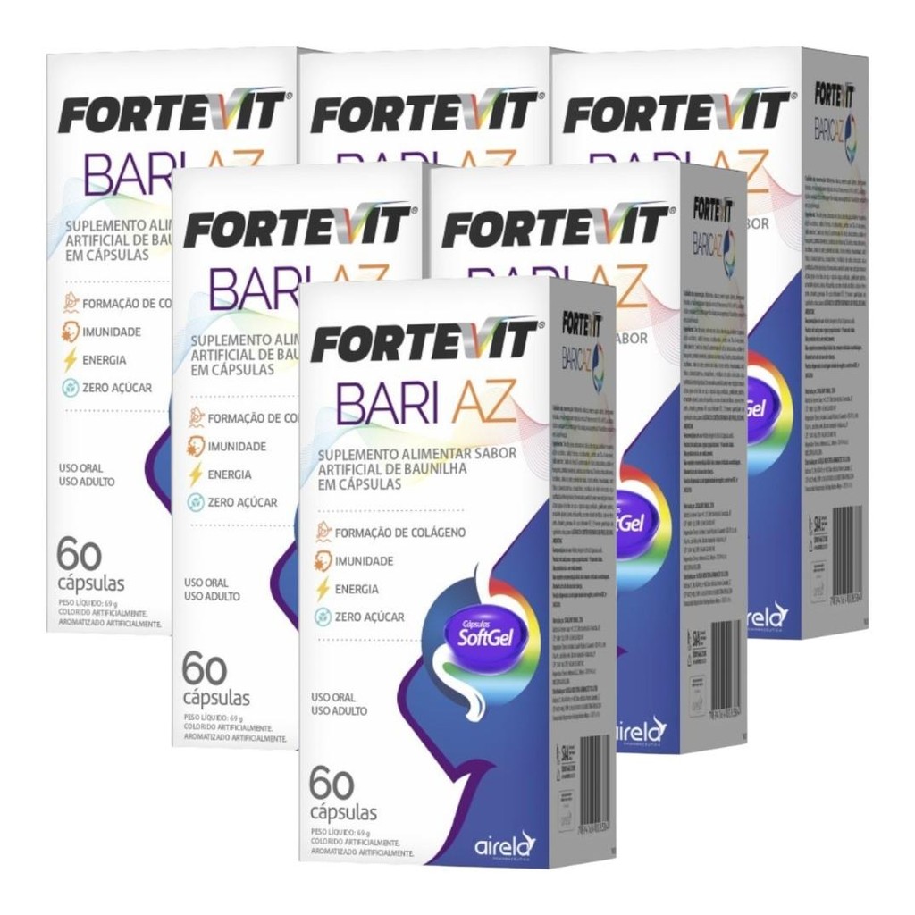 Kit Fortevit Bari Az - Bariatron Com 6 Caixas De 60 Cáps Cada | Shopee ...