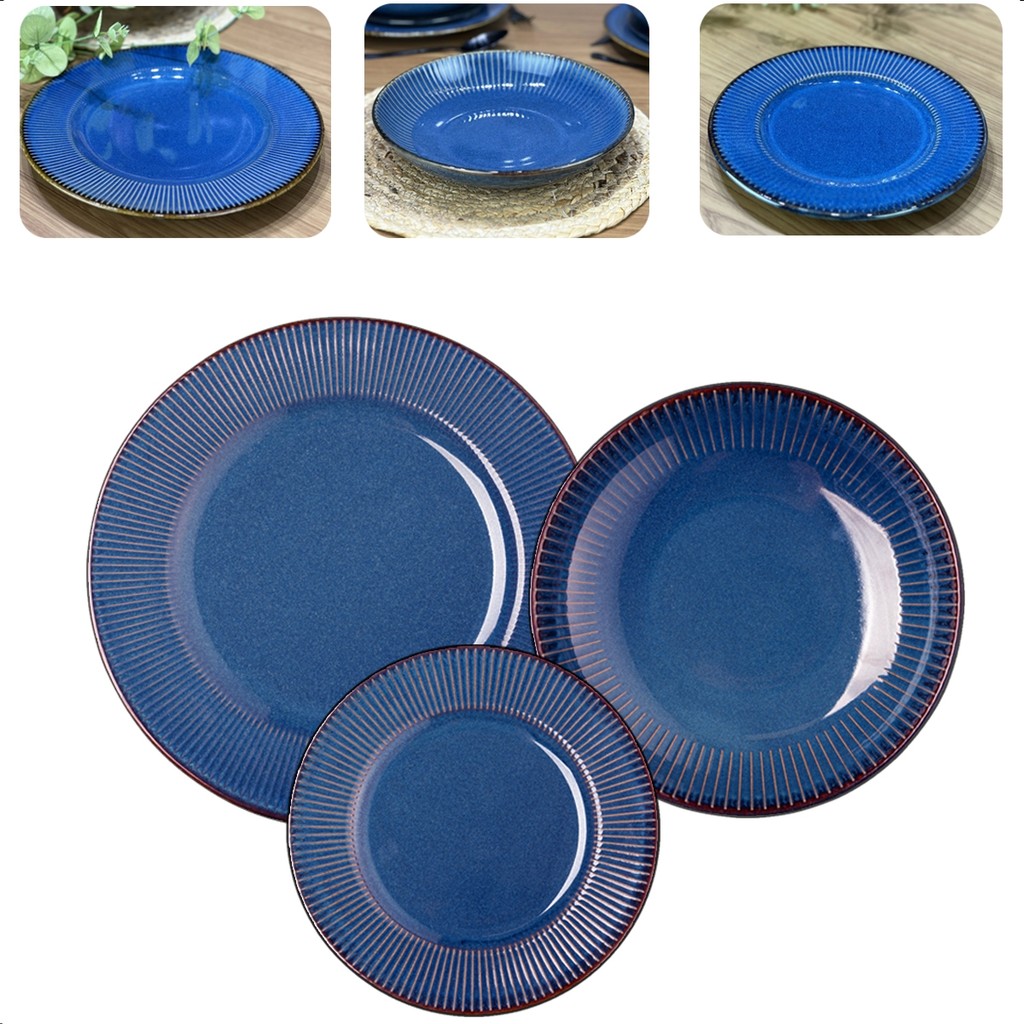 Conjunto De Pratos Raso Jantar + Prato Fundo Para Massas E Sobremesa ...