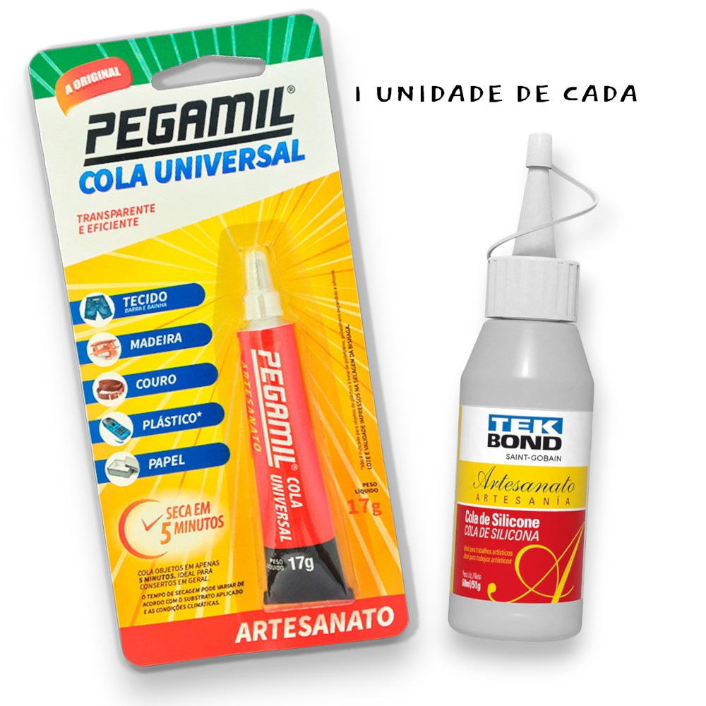 Kit Cola Universal Pegamil Artesanato 17 gr e Cola Silicone ...