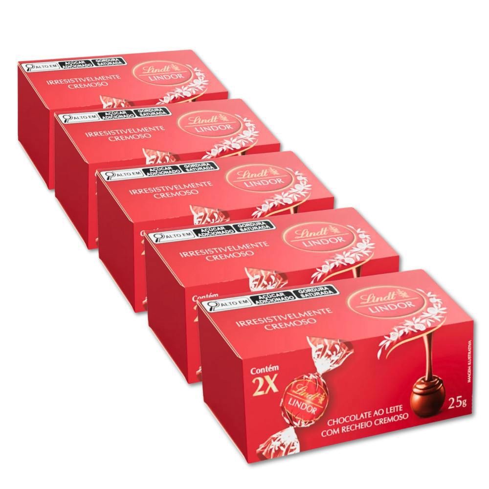 Trufa Lindt Lindor Duo Milk ao Leite Kit 5 Caixas de 25g | Shopee Brasil