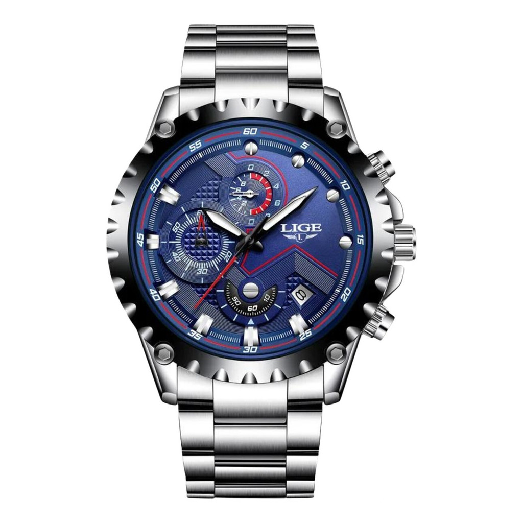 Relógio Grande Masculino Prata Esportivo Multifuncional | Shopee Brasil