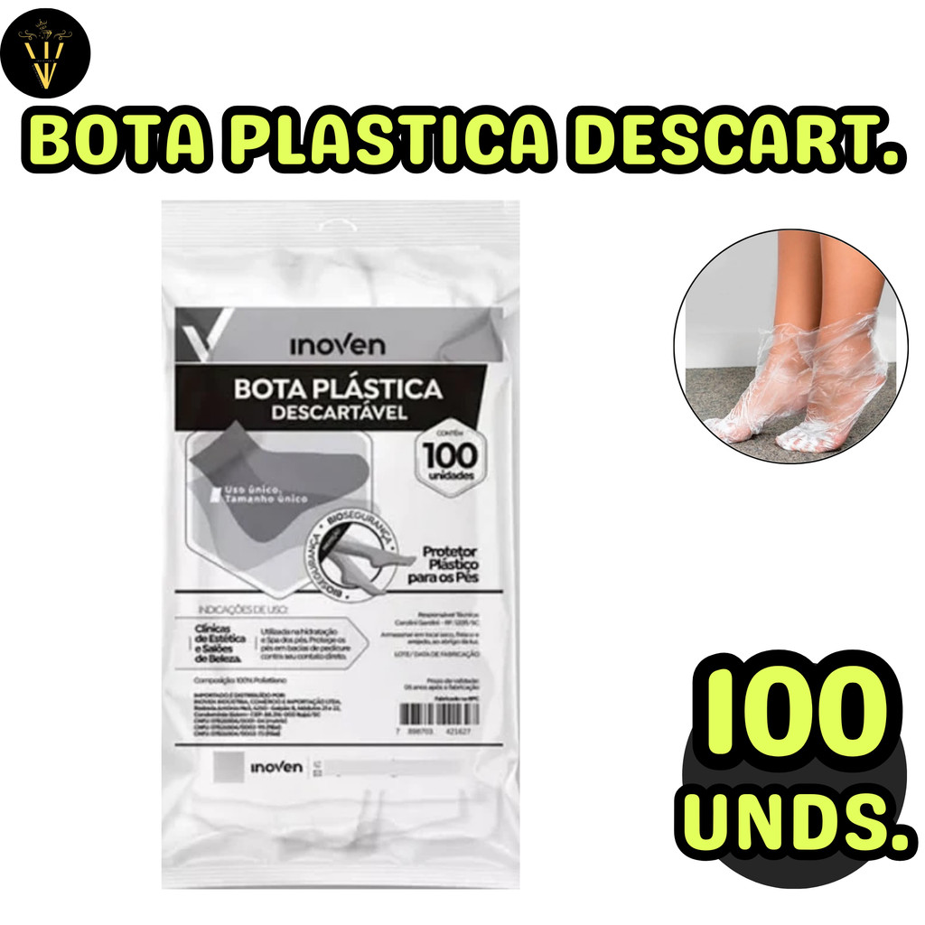 100 Botas Plástica Descartável Inoven | Shopee Brasil