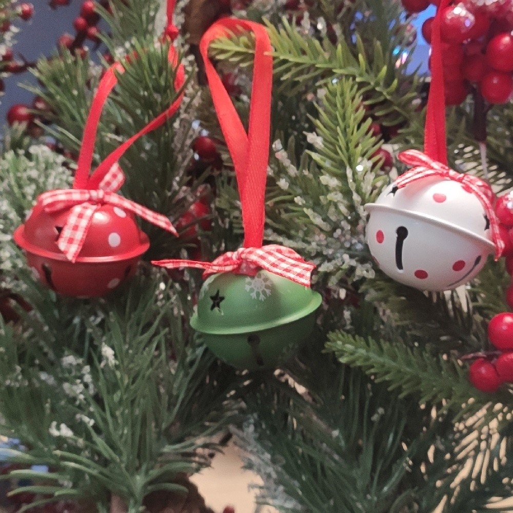 KIT 3 GUIZOS BOLA ENFEITE NATAL SINO ÁRVORE FLOCO NEVE LAÇO VERDE ...
