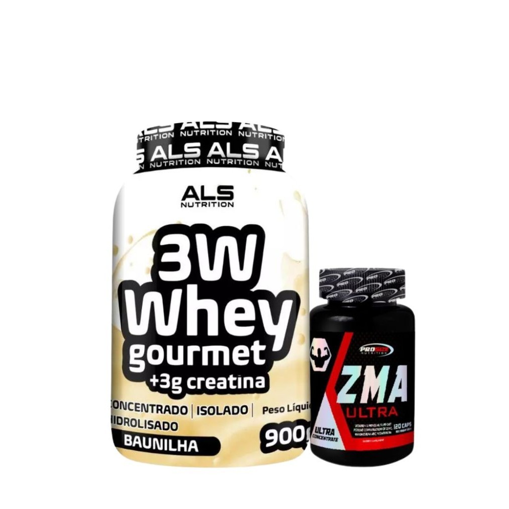 Whey 3W Gourmet 900g + ZMA Ultra 120 Cápsulas - Pro Size | Shopee Brasil