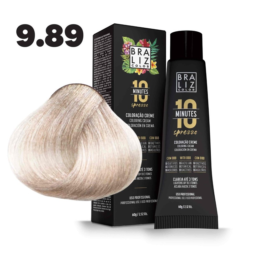 Coloração Braliz Sprezzo Cor: 9.89 Louro Muito Claro Pérola 60g ...