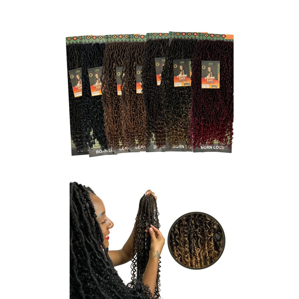 CABELO DREAD COM CACHOS CROCHET BRAIDS BORN LOCS 300G 60CM | Shopee Brasil