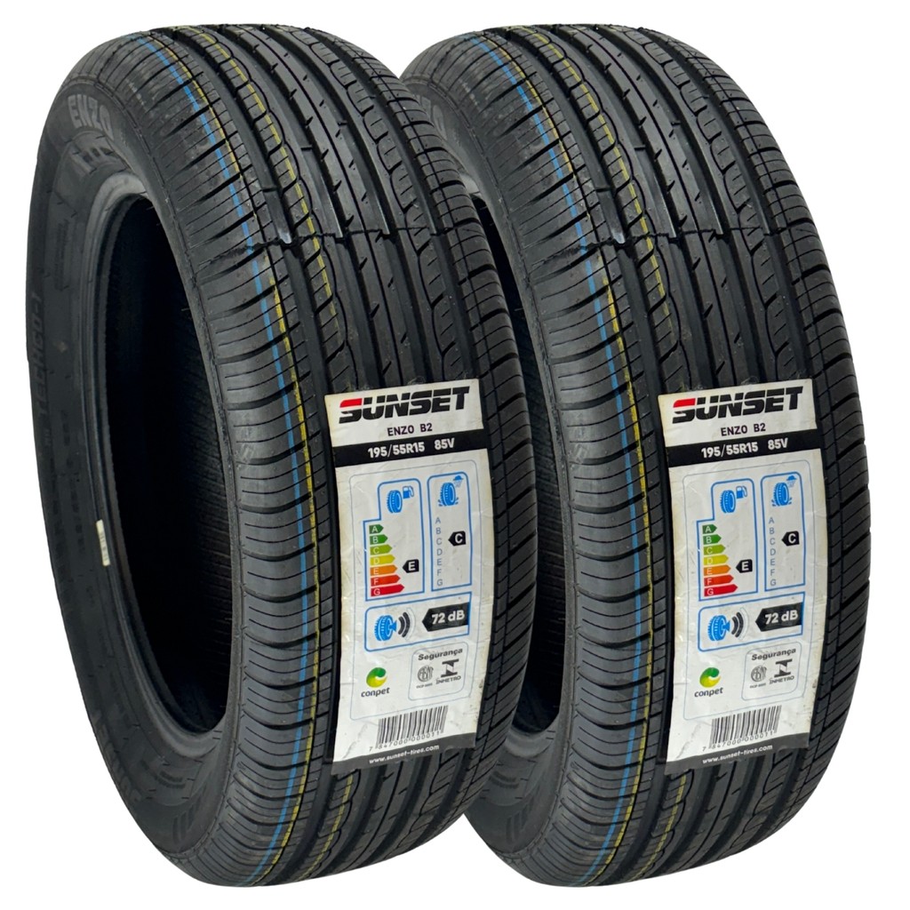 KIT 02 PNEUS 195/55R15 85V SUNSET ENZO B2 FOX POLO UP GOL FIESTA SANDERO HB20 | Shopee Brasil
