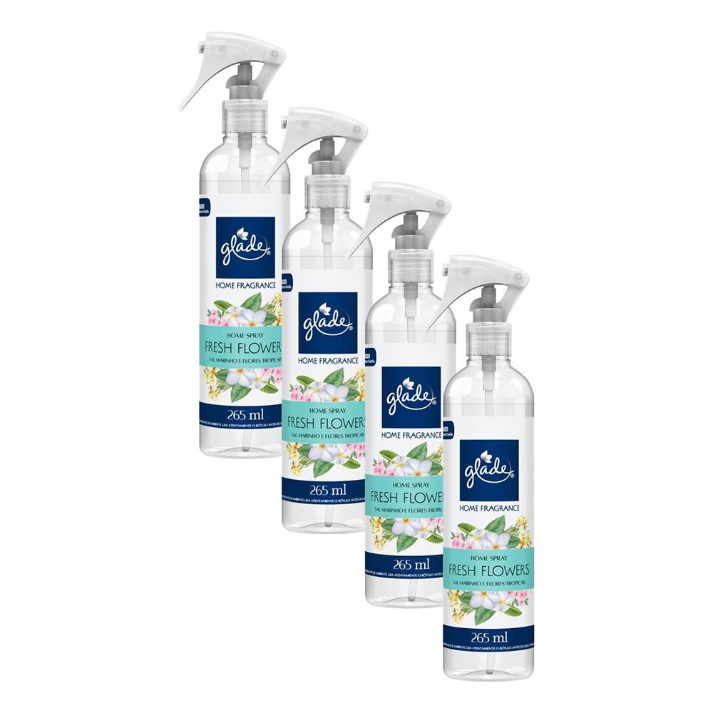 Kit 4 Odorizador Ambiente Fresh Flowers Glade Home Fragrance Frasco 265ml cada | Shopee Brasil