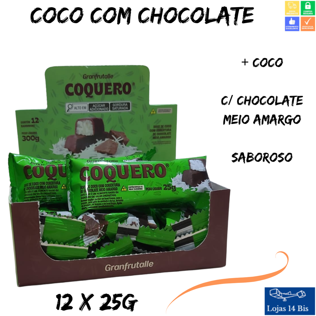 Doce de Coco com Cobertura de Chocolate Meio Amargo Coquero ...