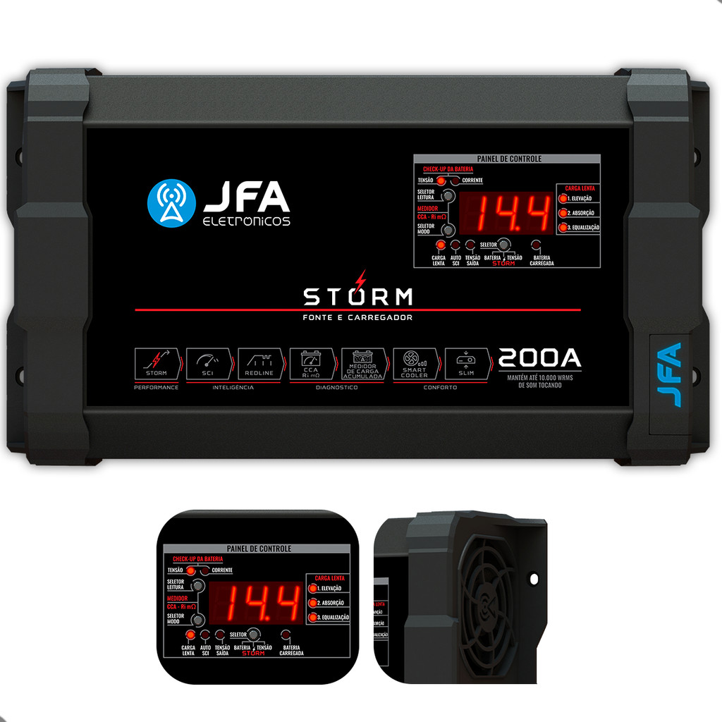 Fonte Carregador Bateria JFA Storm Plus 200 Amperes / 120/220v Bivolt Automático | Shopee Brasil