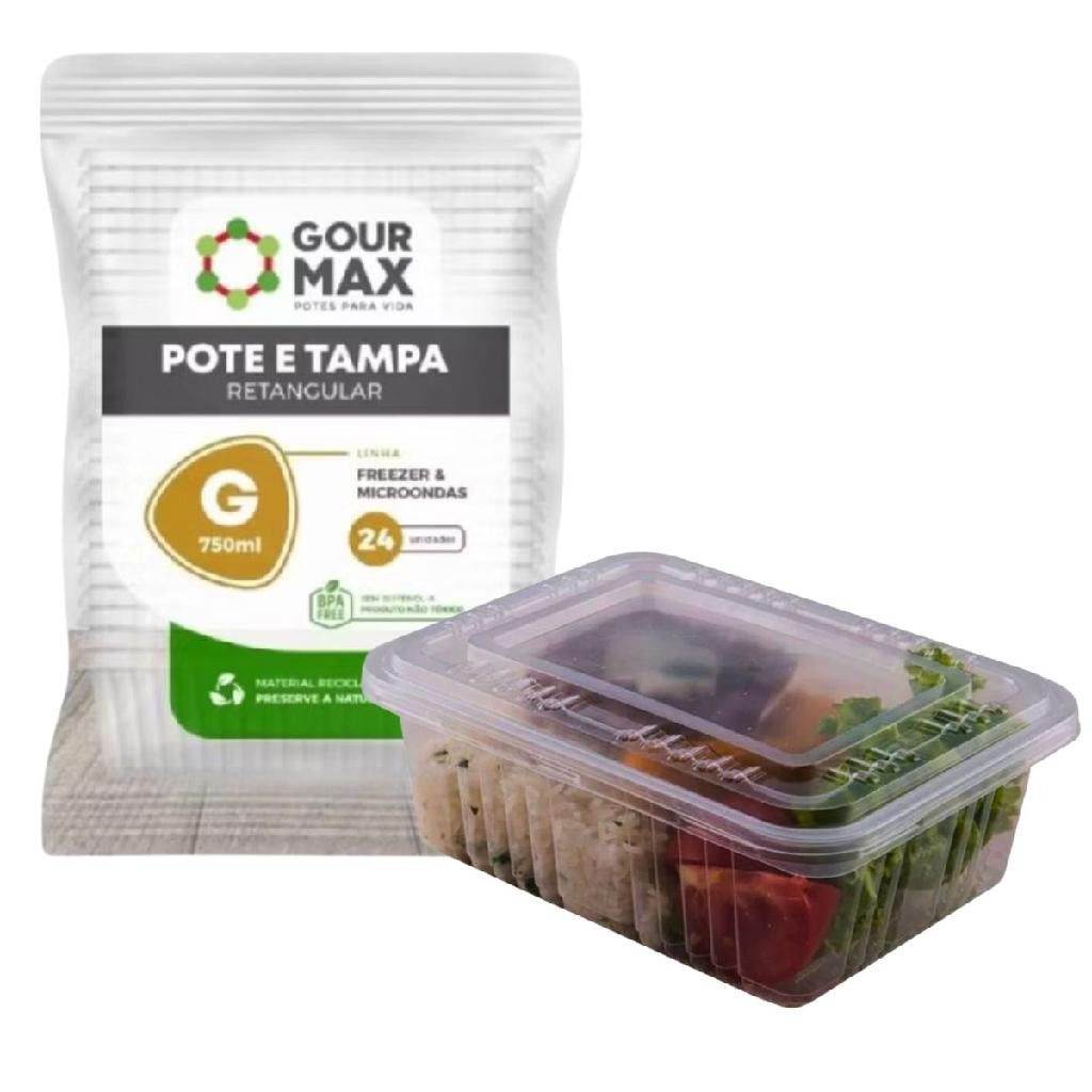 24un Pote Embalagem Marmita Descartável Retangular 750ml Comida Fitness freezer e microondas ...