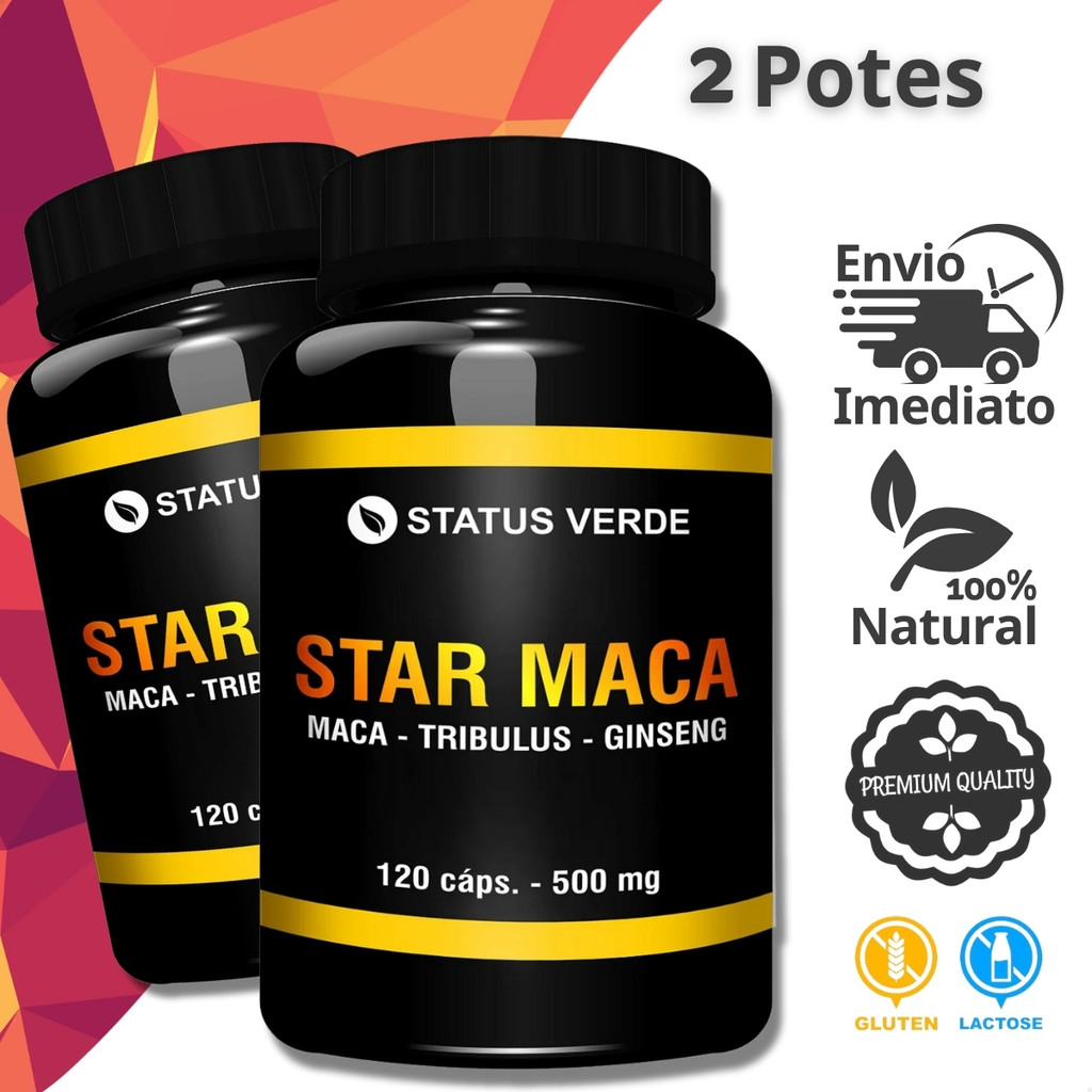2 Potes Star Maca Ginseng + Trib + Maca Kit 240 Cáps - Status Verde ...