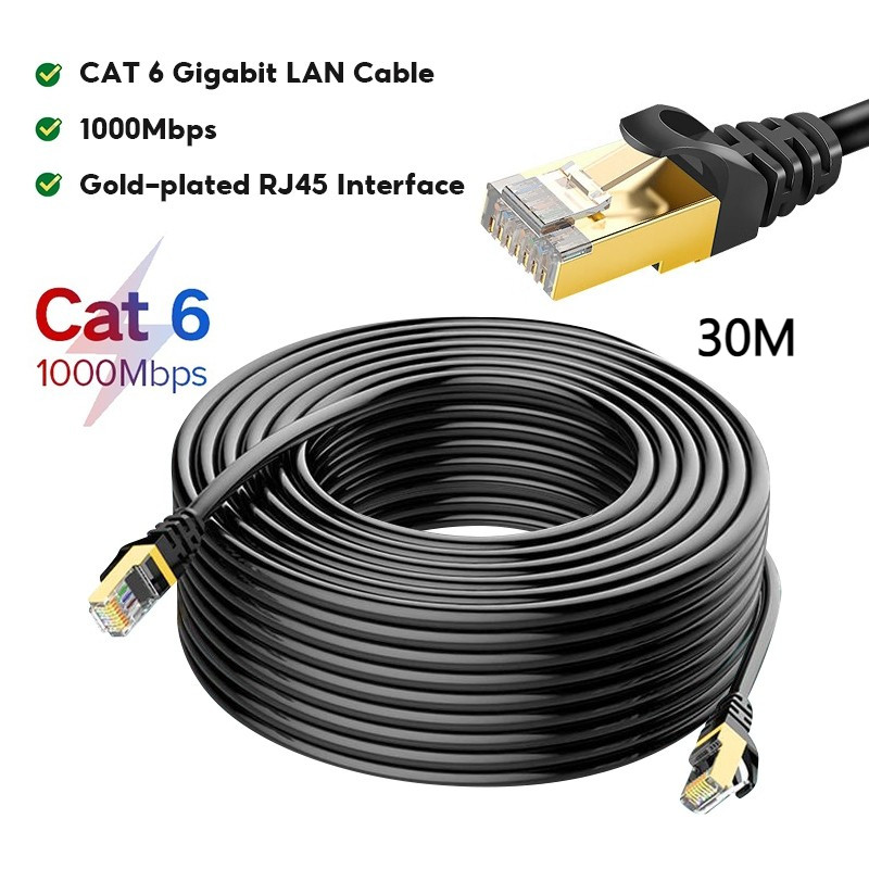 Cabo Lan 30M CAT6 RJ45 Ethernet UTP Externo De Rede 1000Mbps | Shopee ...