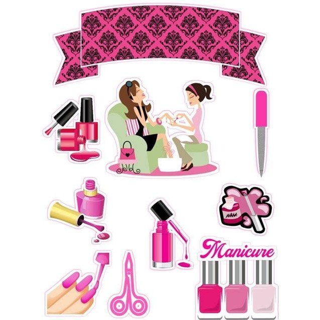 Topo Topper de Bolo Personalizado C/Nome Manicure | Shopee Brasil