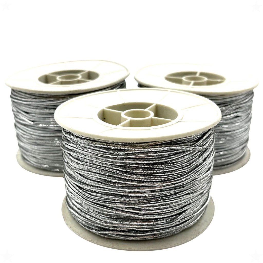 Fio Linha Prata 1mm Elastano 1 Rolo 50 Metros | Shopee Brasil
