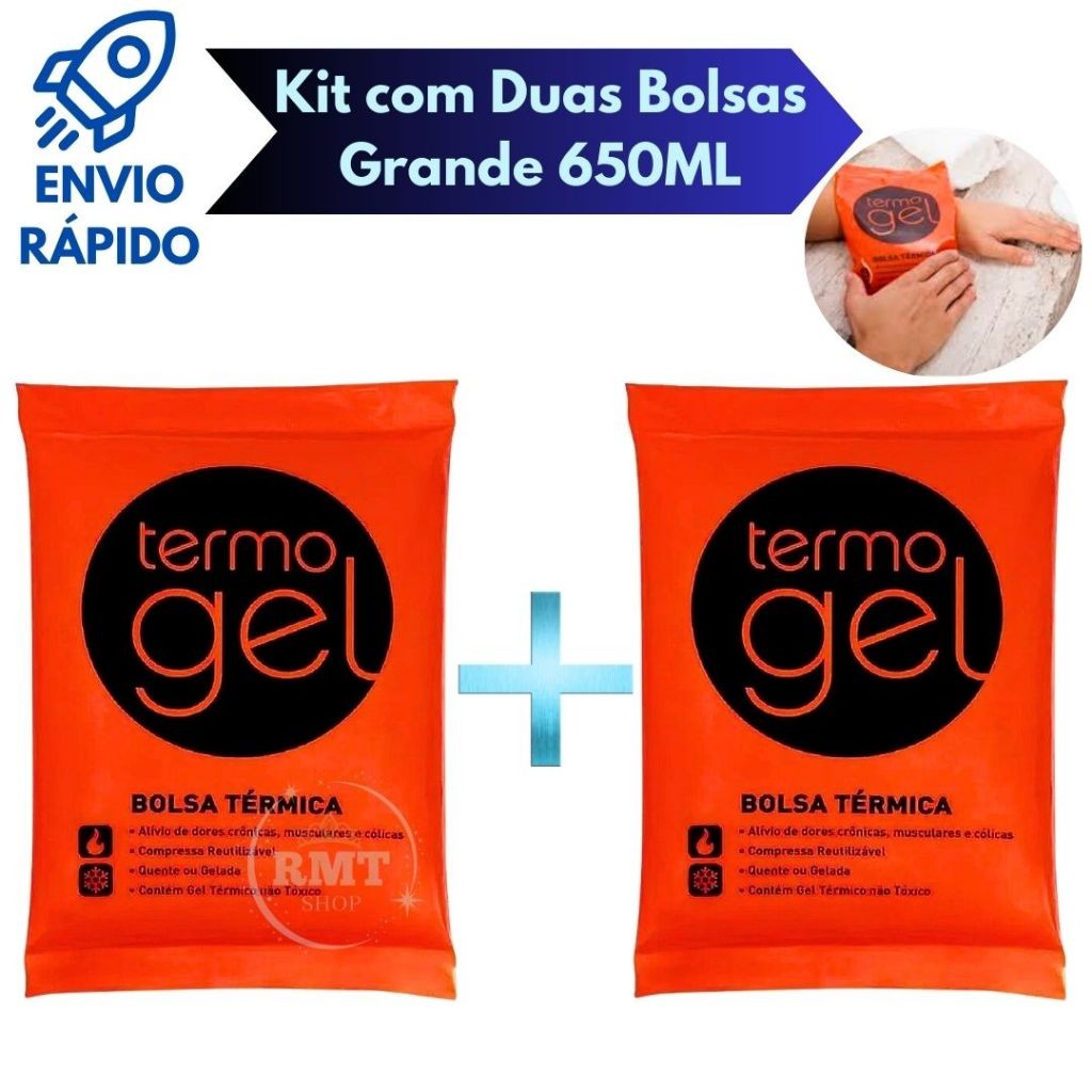 Kit 2 Bolsas Térmicas Termo Gel Grande 650 ML Para Compressa Fria Ou ...