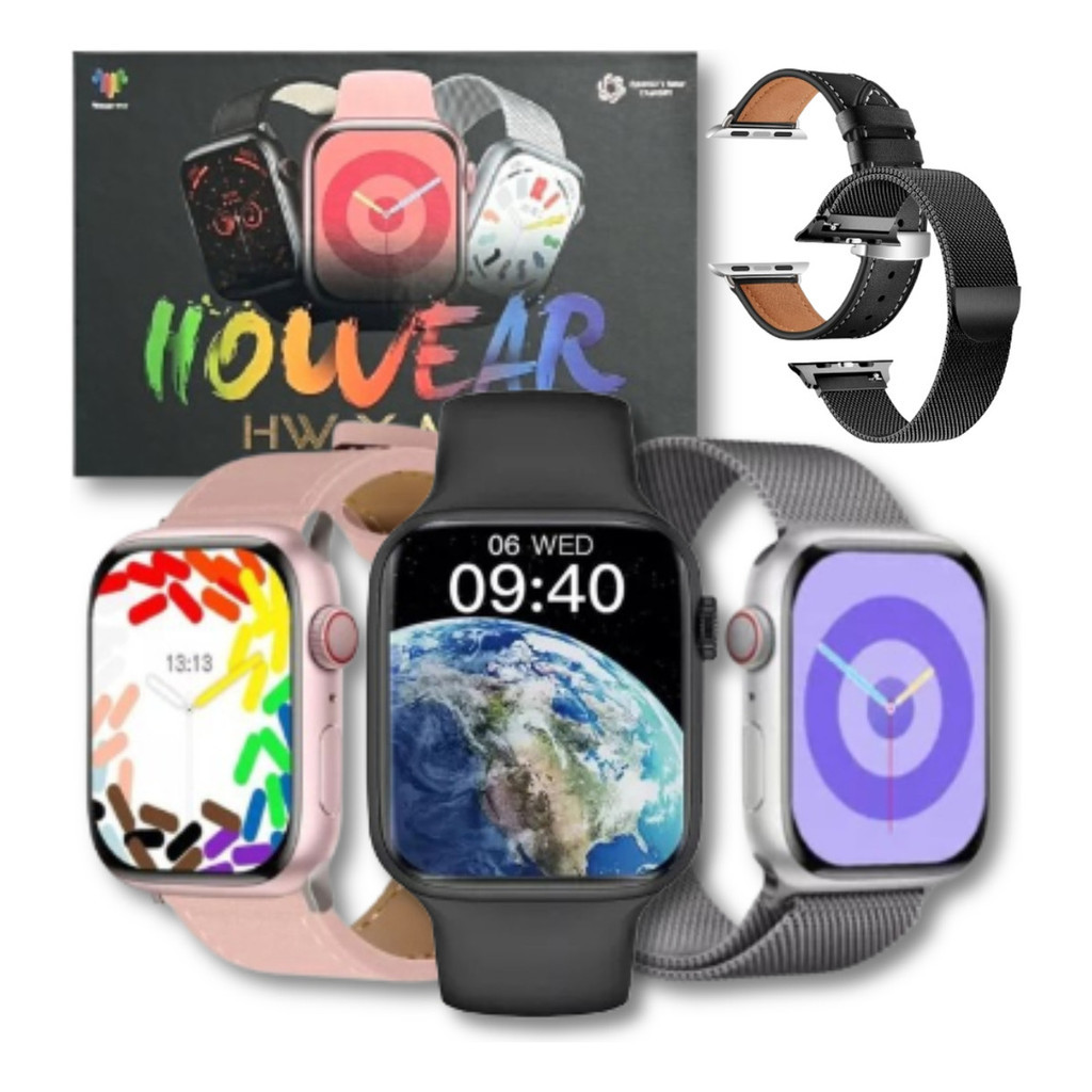 Relógio Inteligente Smartwatch Hw X Mini Amoled com 7 Pulseiras ...
