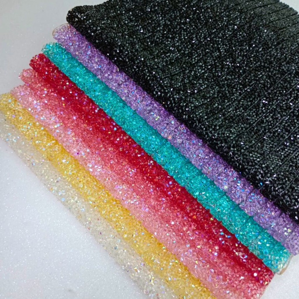 Manta de Strass Termocolante Tira de 1cm x 40cm | 5 Unidades/Fileiras ...