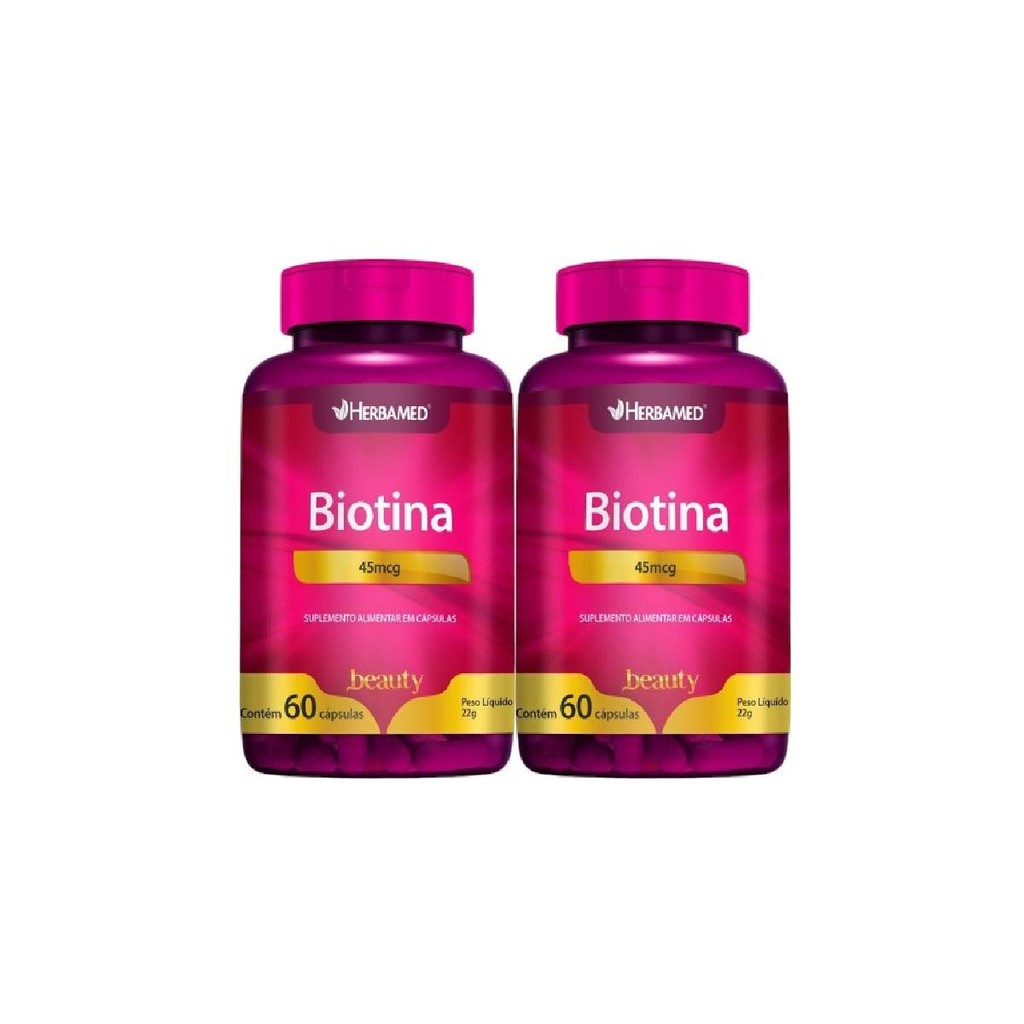 Kit Herbamed Beauty Biotina 2 Potes 60 Cápsulas Cada | Shopee Brasil